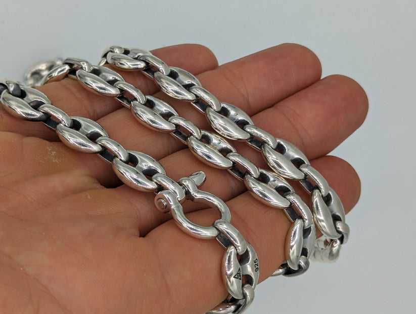 12mm Puffed Mariner Chain Necklace | Anchor Link Design | SilverWow™