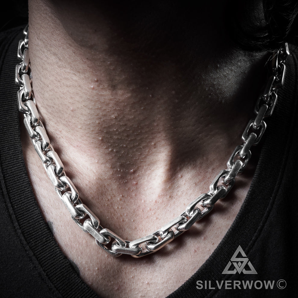 10mm Mens Chain Link Silver Necklace | Please visit‎ Silverwow.net ...