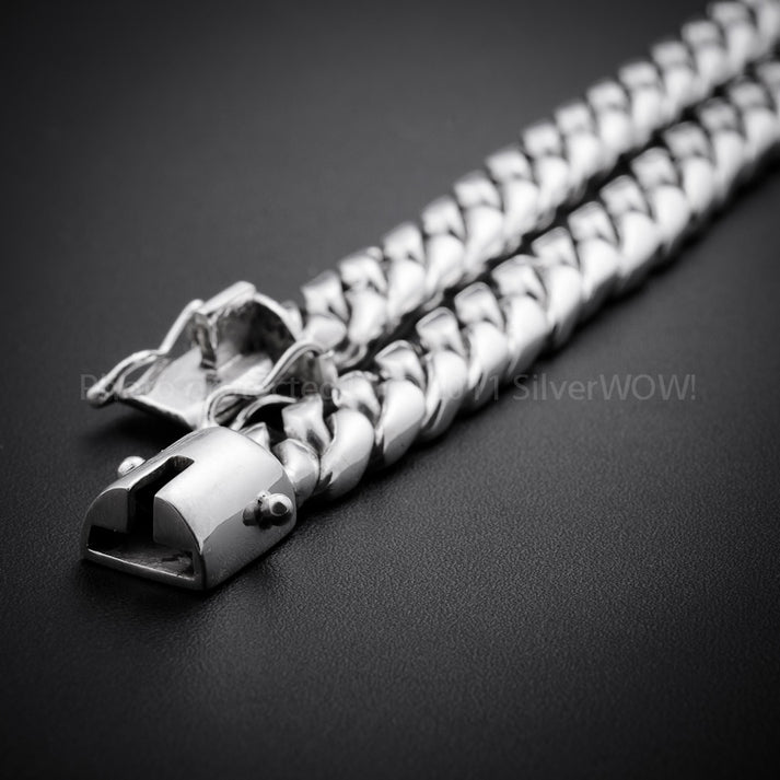 Miami Cuban Link Silver Chain Necklace - 12mm Wide | Silverwow.net ...