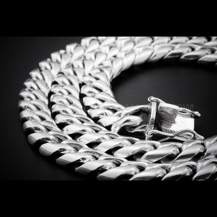 Miami Cuban Link Silver Chain Necklace - 12mm Wide | Silverwow.net ...