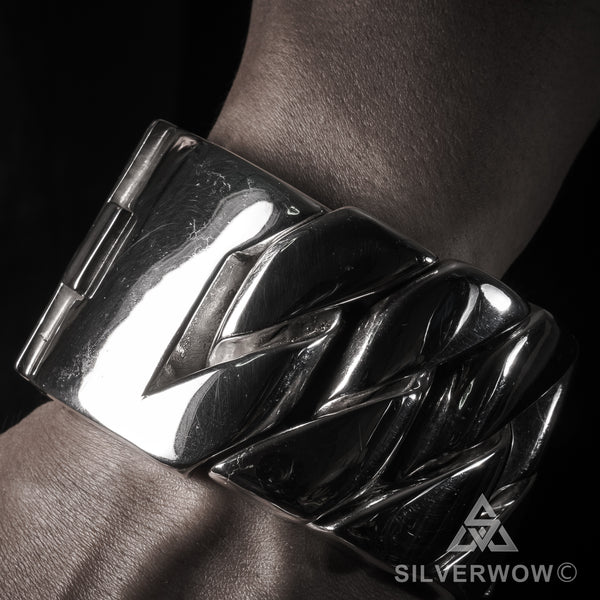 1KG Mens 45mm, Curb Bracelet - The Worlds Heaviest Silver Bracelet ...
