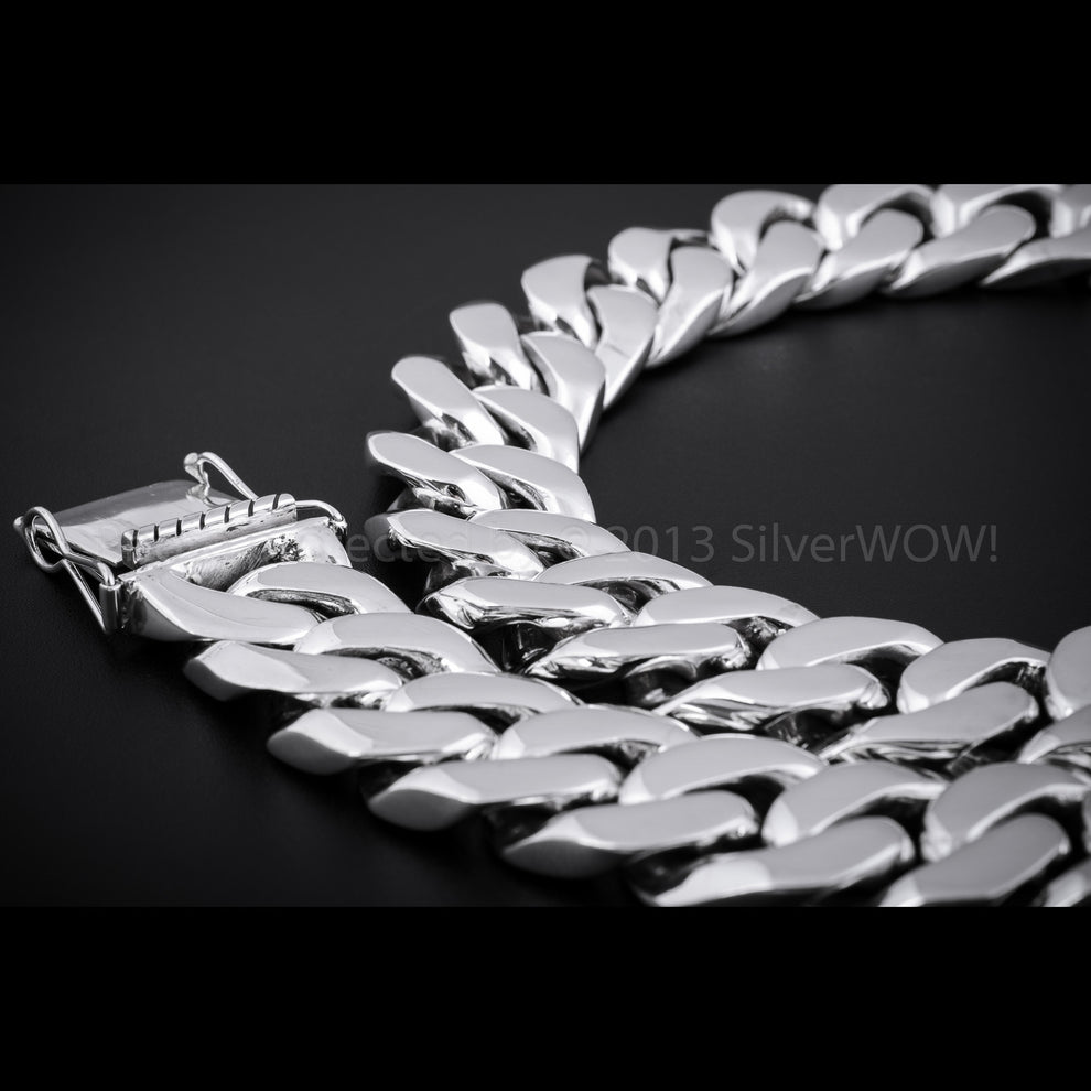25mm Heavy Curb Necklace Chain |Handmade Sold 925 Silver | SilverWow™