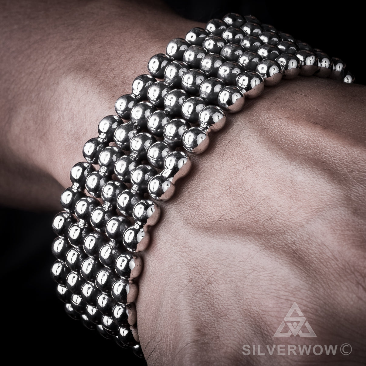 Beaded Silver Ball Bracelet x 30mm Wide - Keeper Ring Style – SilverWow™