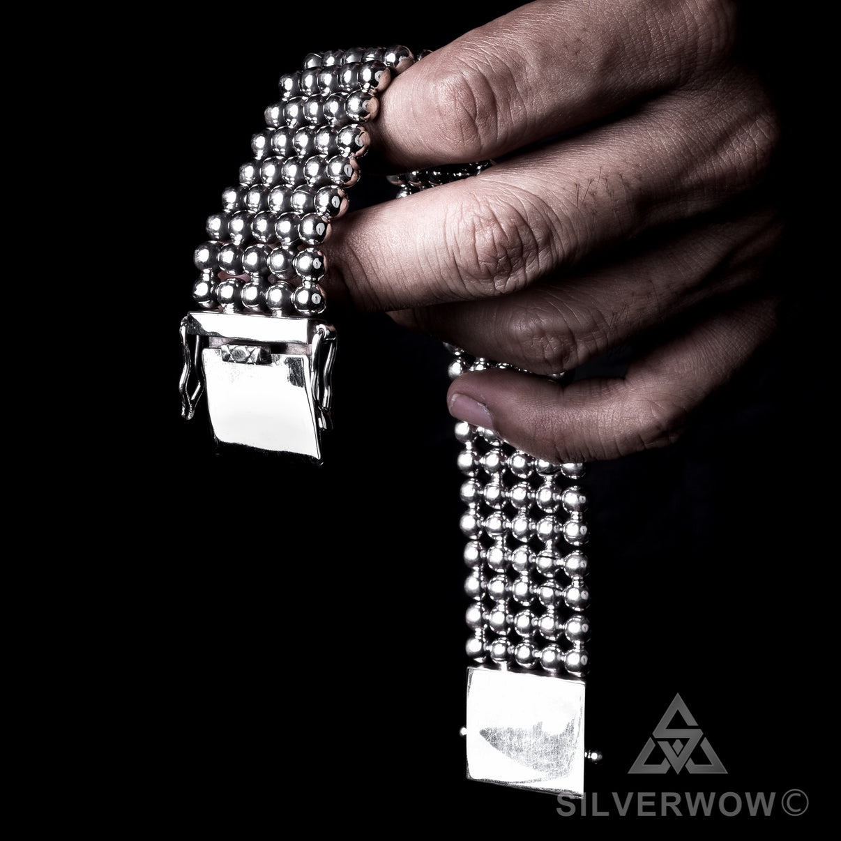 Beaded Silver Ball Bracelet x 30mm Wide - Keeper Ring Style – SilverWow™