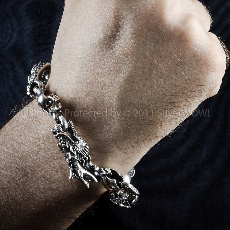 Silver Dragon Bracelet for Men | Solid 925 Sterling | SilverWow™