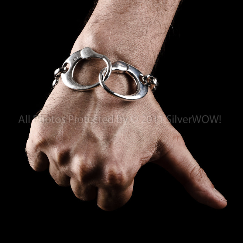 Mens Handcuff Bracelet - Handcuffs Design - 925 Sterling Silver ...