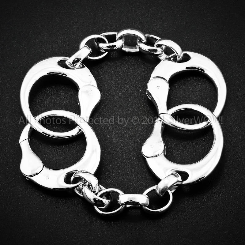 Mens Handcuff Bracelet - Handcuffs Design - 925 Sterling Silver ...