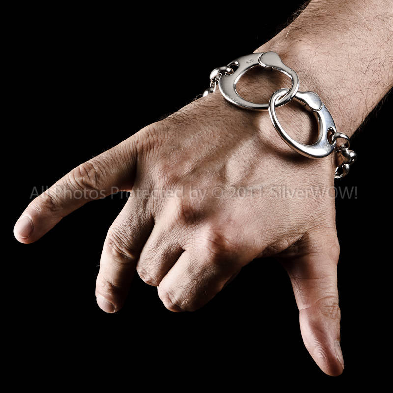 Mens Handcuff Bracelet - Handcuffs Design - 925 Sterling Silver ...