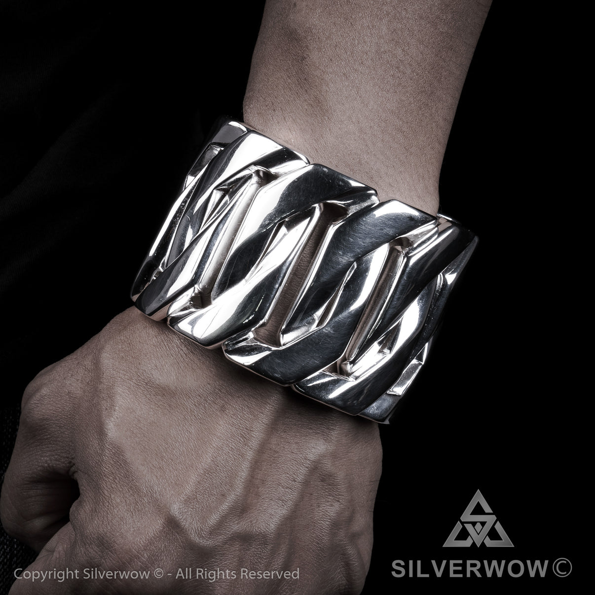 Monster, Huge, Mens Silver Bracelet x 60mm Wide ! – SilverWow™