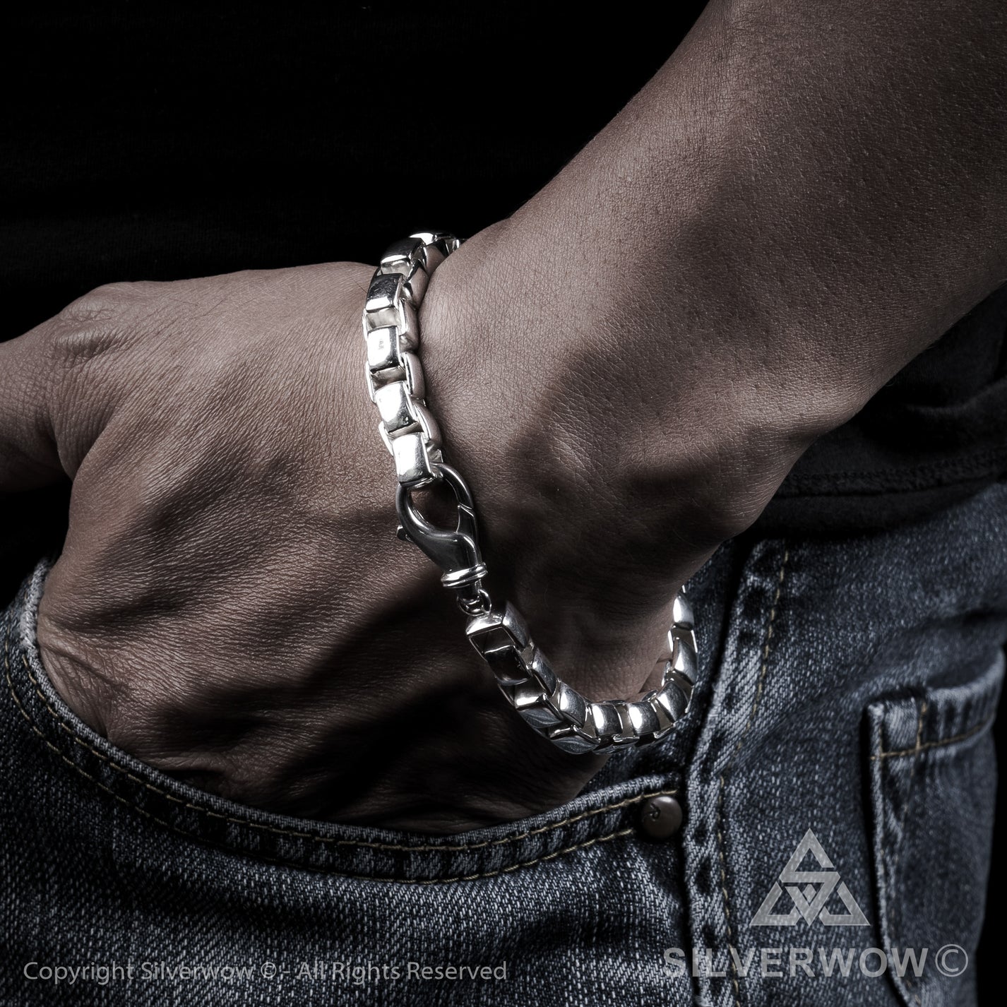 Mens Box Chain Link Mens Bracelet | Handmade Sterling Silver ...