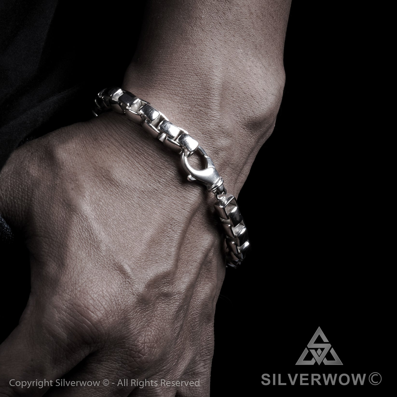 Mens Box Chain Link Mens Bracelet | Handmade Sterling Silver ...