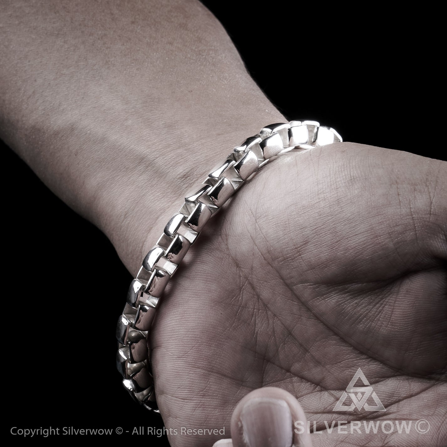 Mens Box Chain Link Mens Bracelet | Handmade Sterling Silver ...