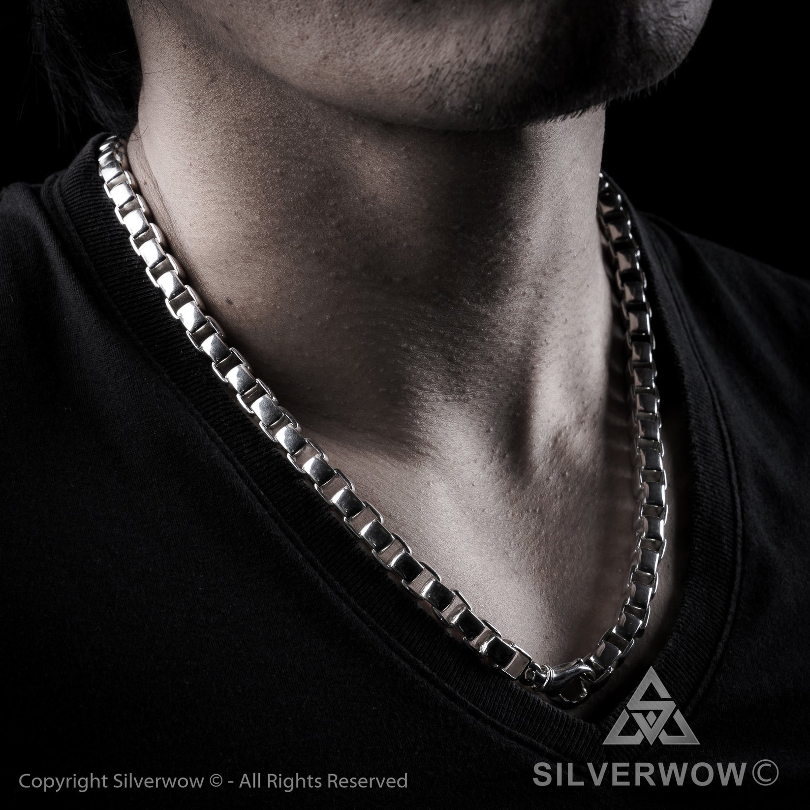 10mm Box Chain Link Mens Silver Necklace | Silverwow.net – SilverWow™