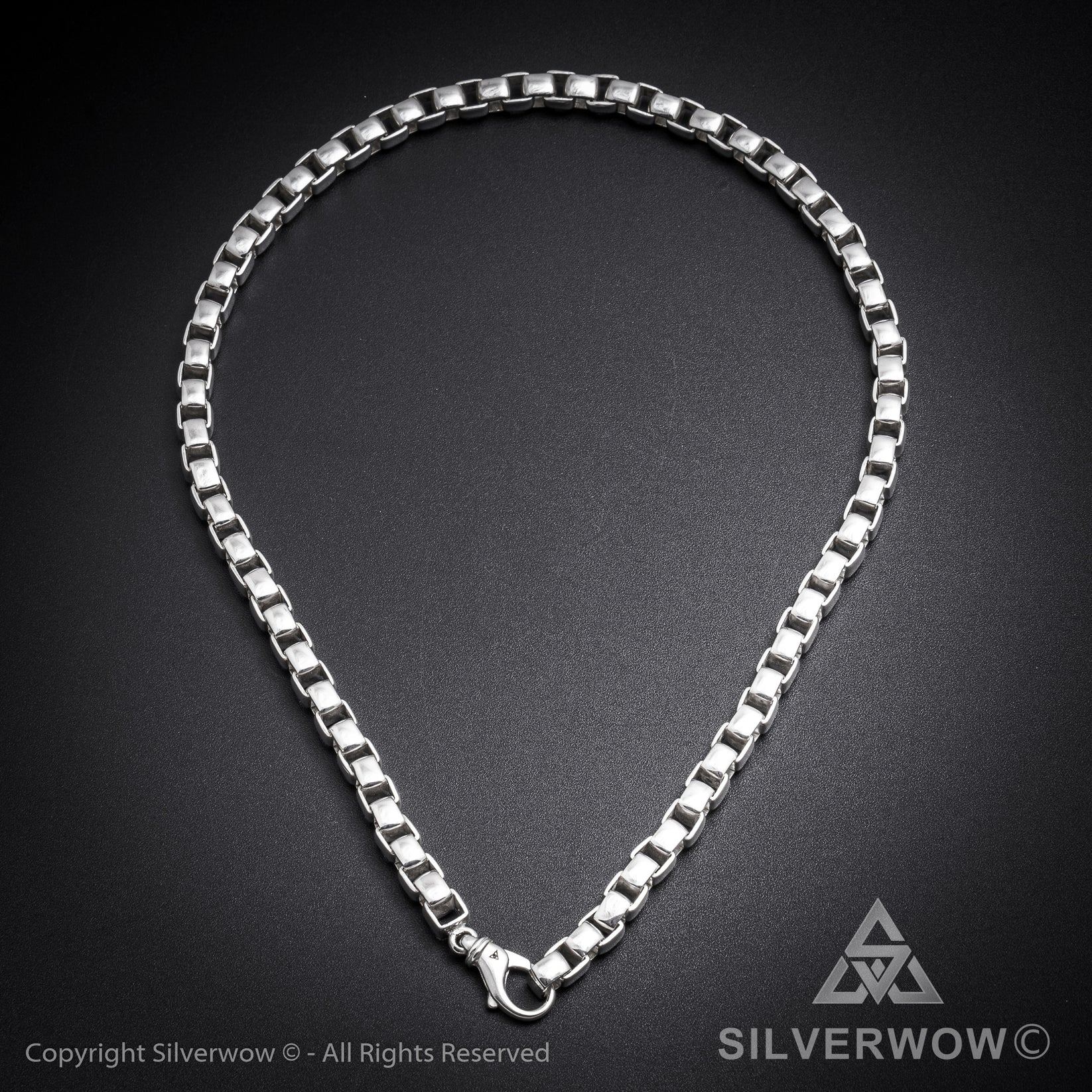 10mm Box Chain Link Mens Silver Necklace | Silverwow.net – SilverWow™