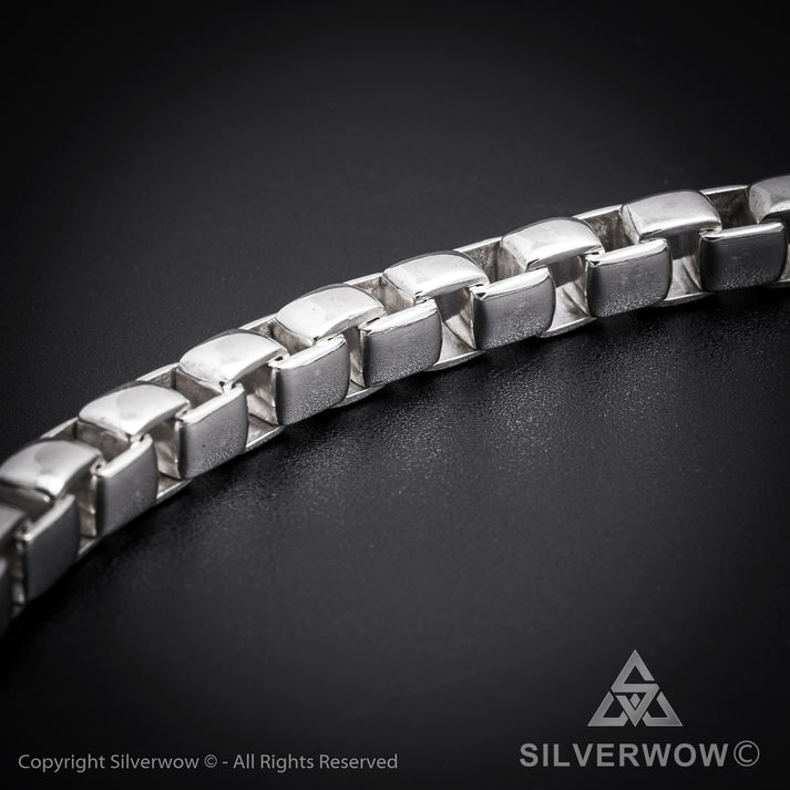 10mm Box Chain Link Mens Silver Necklace | Silverwow.net – SilverWow™