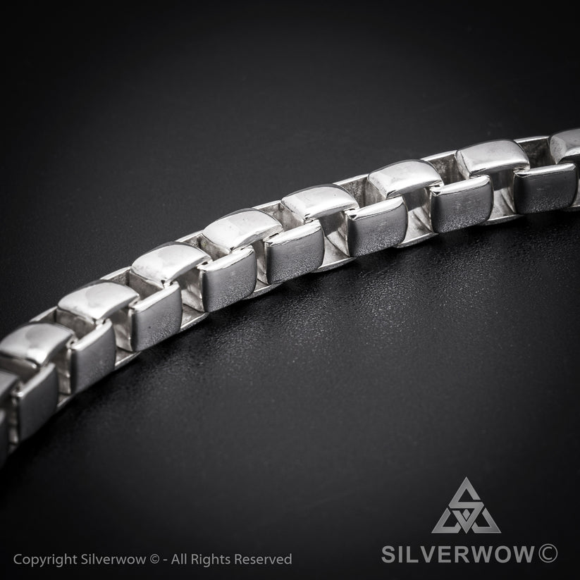 10mm Box Chain Link Mens Silver Necklace | Silverwow.net – SilverWow™
