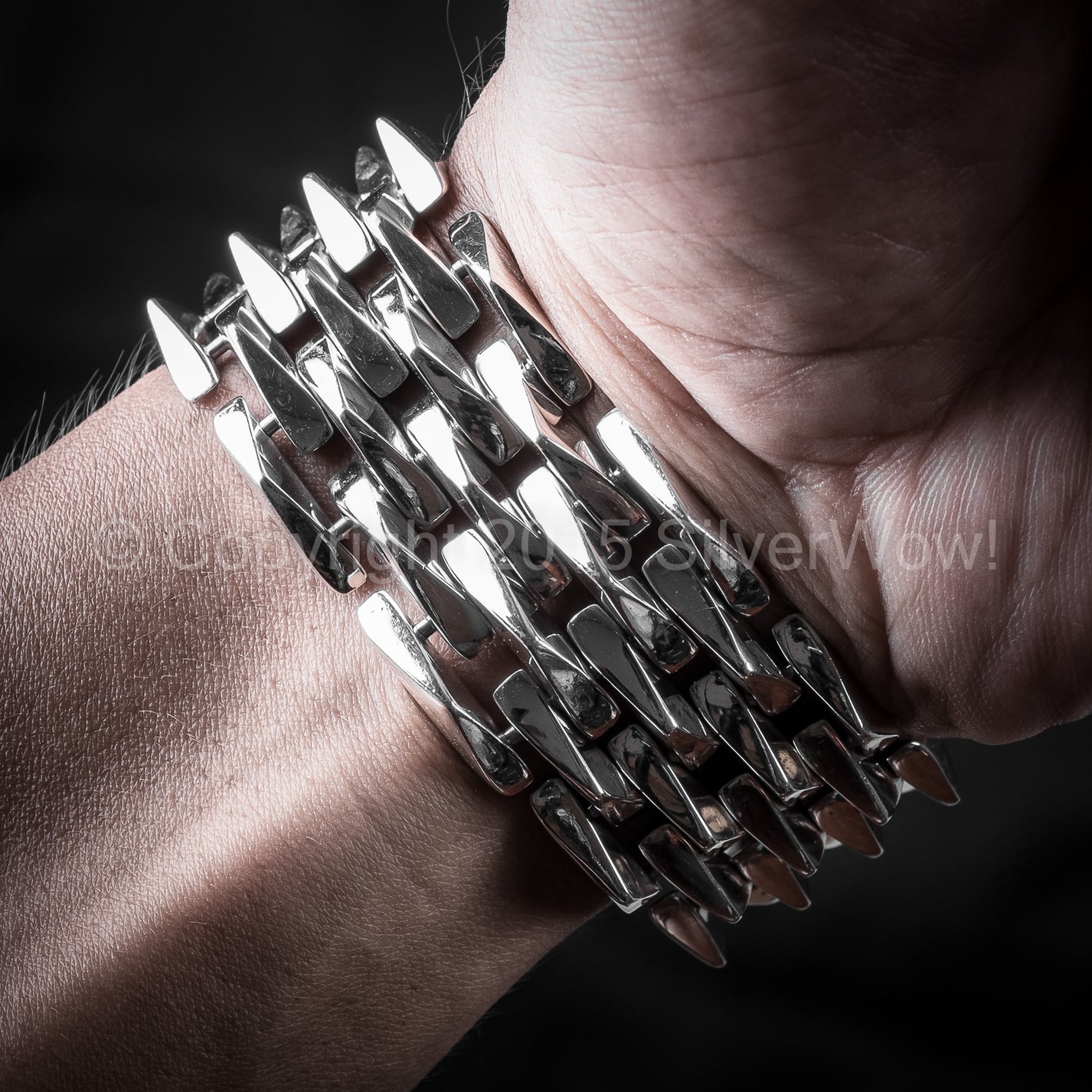 Heavy Silver Spike Bracelet — 26mm | 925 Sterling | SilverWow™